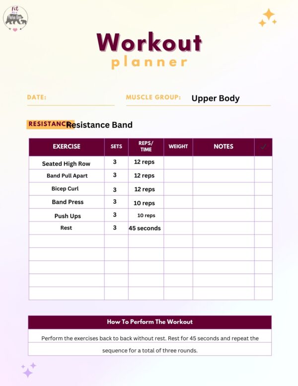 Upper Body Resistance Band workout With PDF - Fit as a Mama Bear