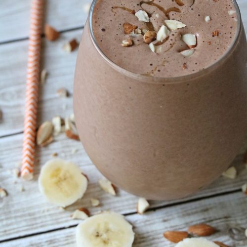 Creamy Chunky Monkey Protein Shake With Homemade Caramel