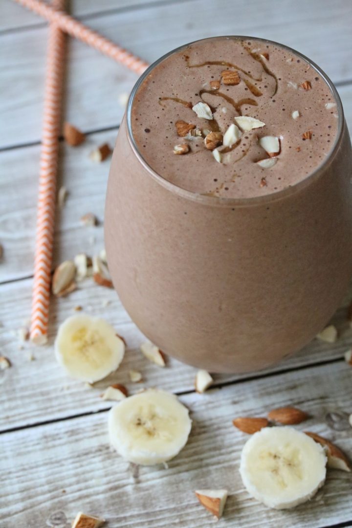 Creamy Chunky Monkey Protein Shake With Homemade Caramel