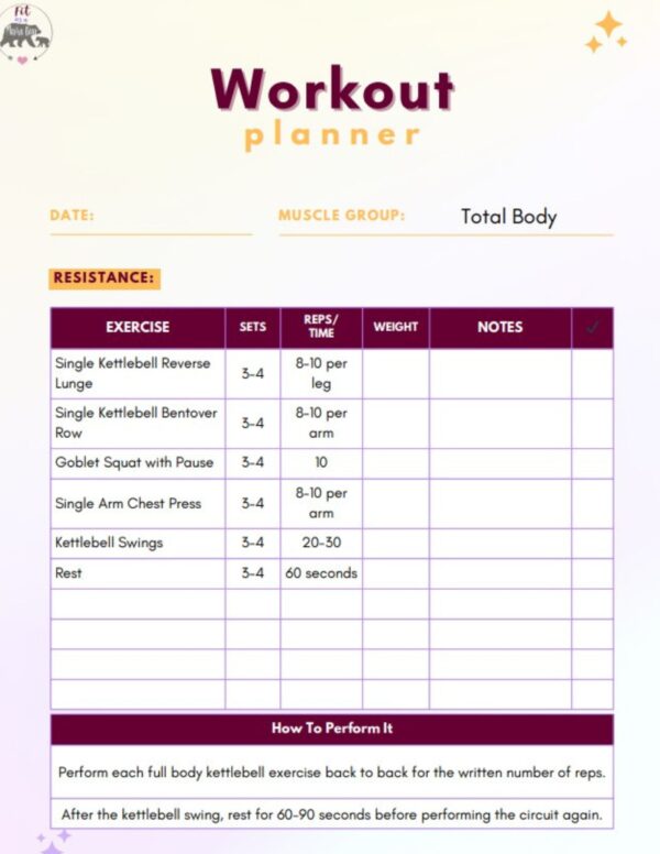 15 Minute Kettlebell Weight Loss Workout (PDF) (with video)