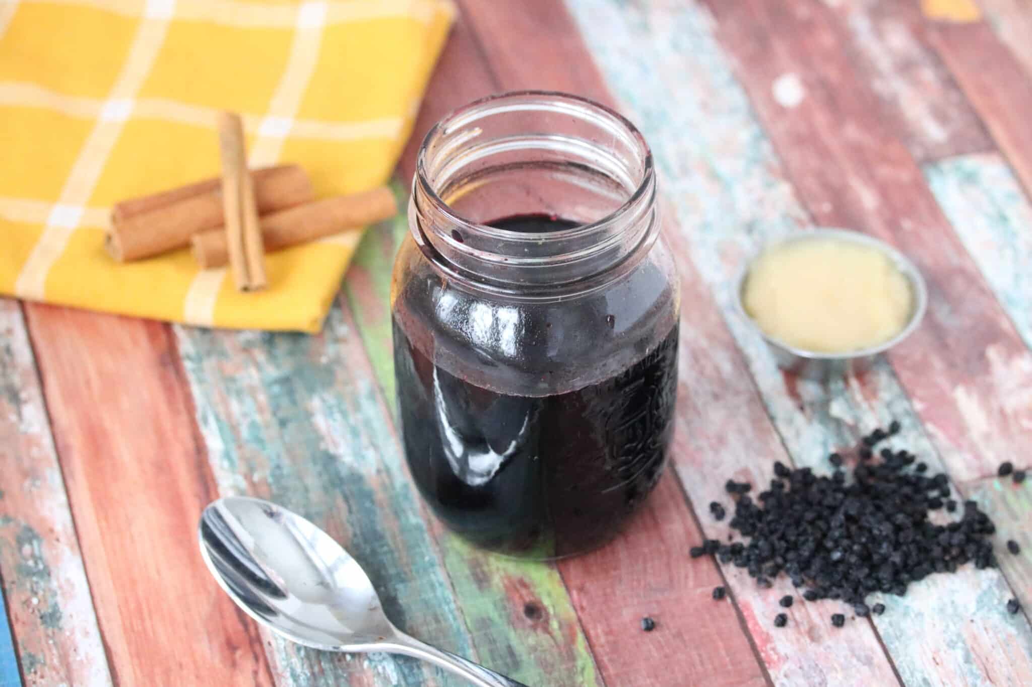 Elderberry Syrup Recipe With Honey For Sore Throats- Fit as a Mama Bear