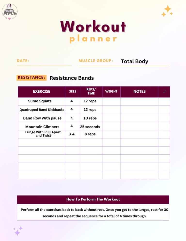 15 Minute Resistance Band Workout (With PDF) - Fit as a Mama Bear
