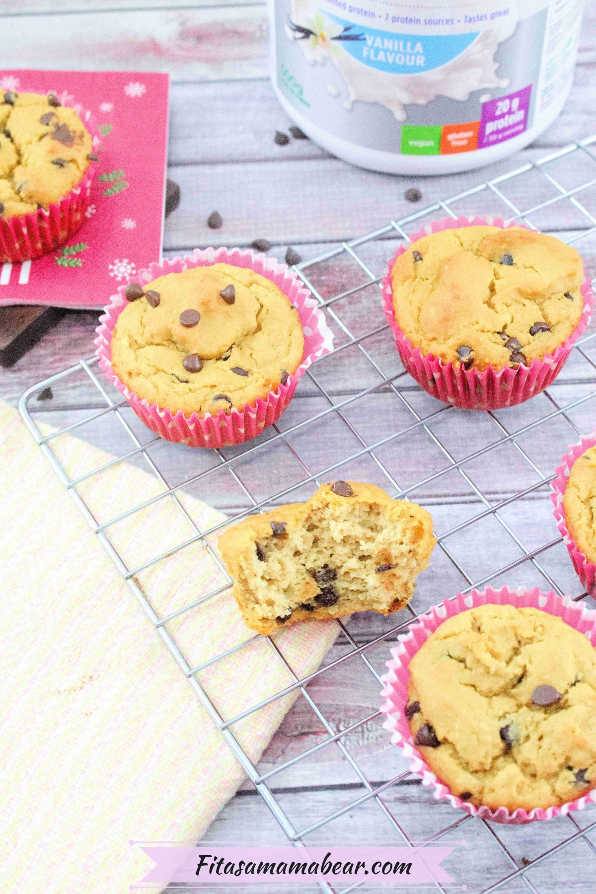 Chocolate Chip Protein Powder Muffins (10g Protein, No Gluten) - Fit as ...