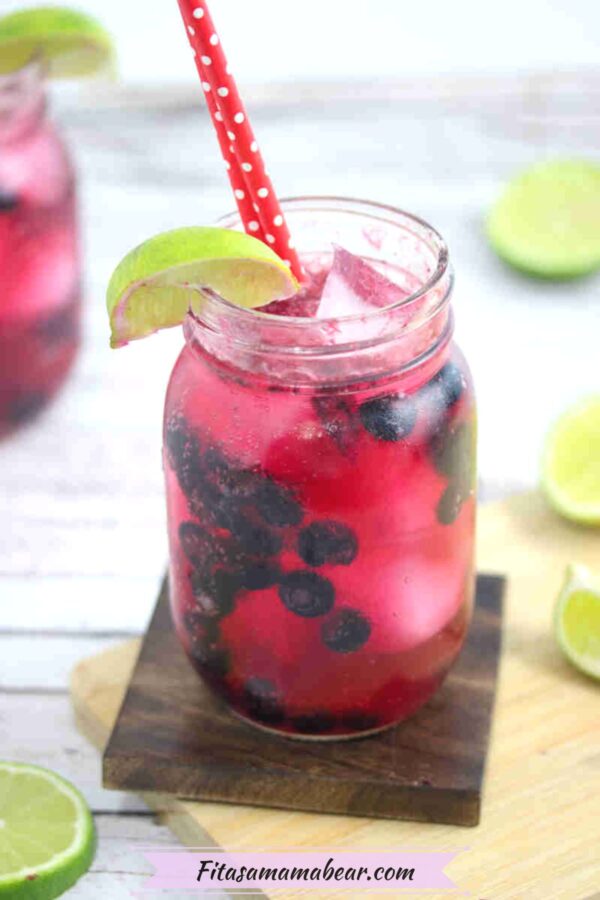 Sparkling Blueberry Ginger Mocktail - Fit as a Mama Bear