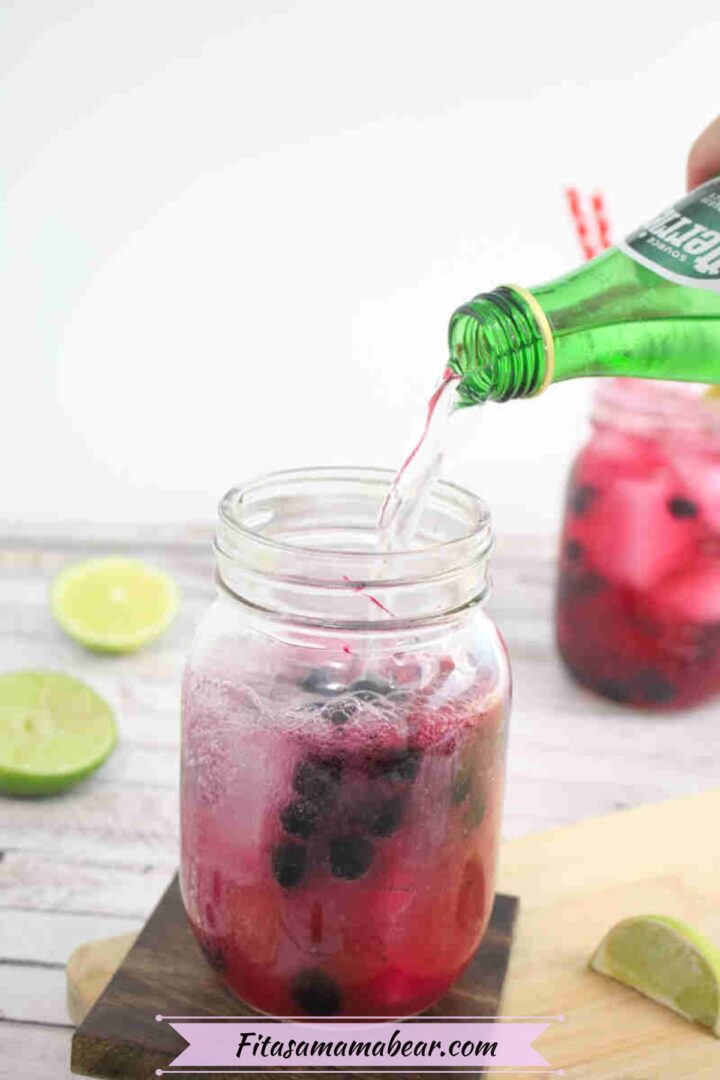 Sparkling Blueberry Ginger Mocktail - Fit as a Mama Bear