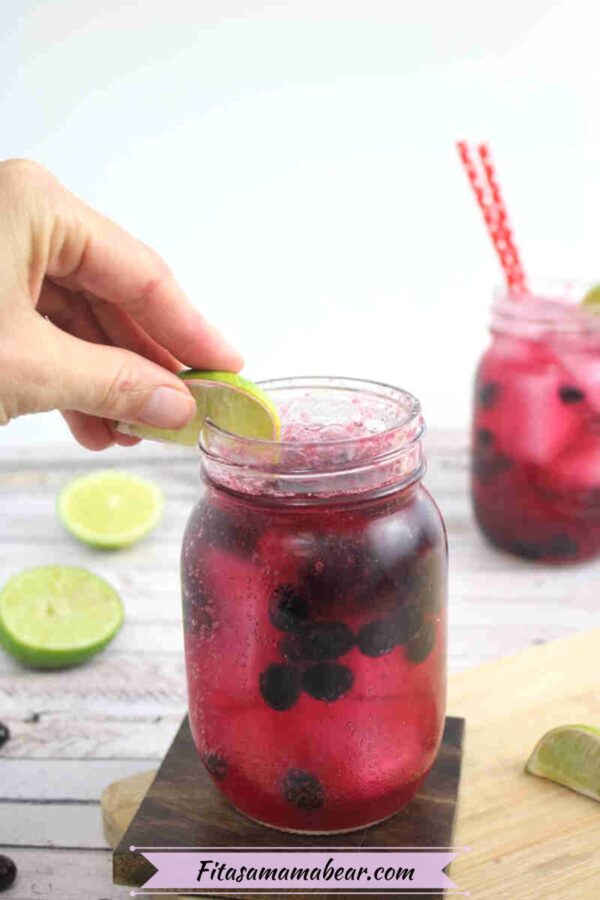Sparkling Blueberry Ginger Mocktail - Fit as a Mama Bear