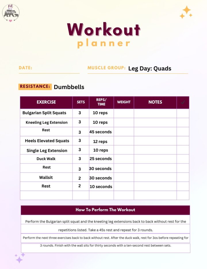 Home Quad Workout With Dumbbells [With PDF] - Fit as a Mama Bear