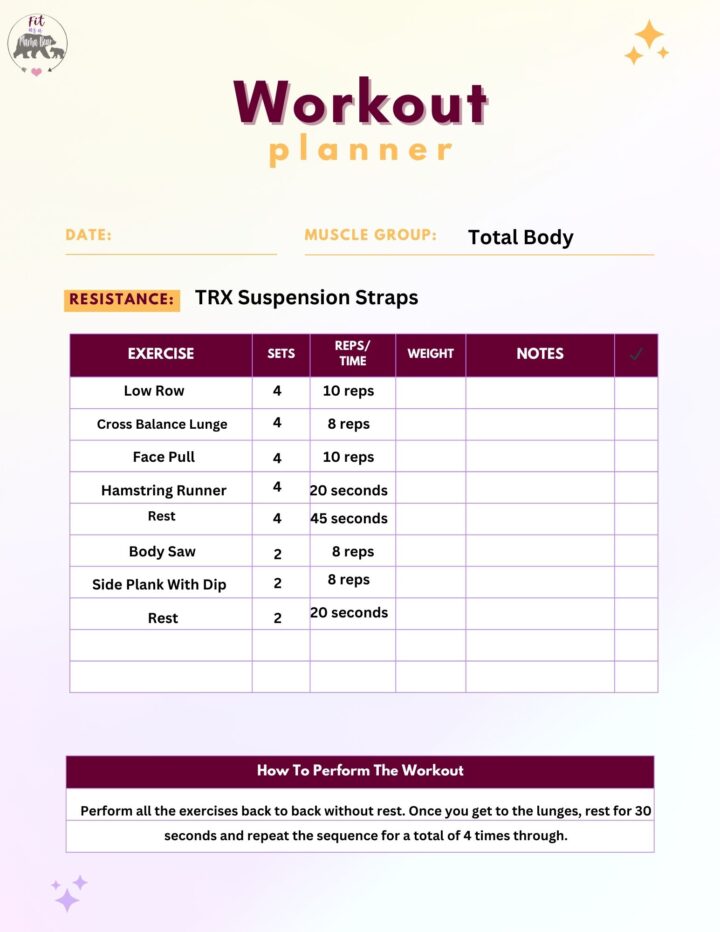 Printable TRX Beginner Workout Plan (With PDF) - Fit as a Mama Bear